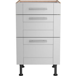KOCHSTATION Unterschrank &raquo;KS-Ahus&laquo; Breite 50 cm grau wildeiche Nachbildung, B/H/T: 50cm x 87cm x 58,4cm, Schubladen: 3 Stk.
