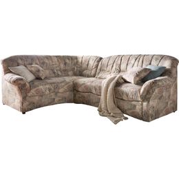 DOMO collection Ecksofa &raquo;Bahia, zeitlos und elegant, bequeme Armlehnen, L-Form&laquo; wahlweise mit Bettfunktion braun Luxus-Microfaser (100% Polyester), 