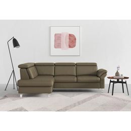 Sit & More sit&more Ecksofa &raquo;Arngast L-Form&laquo; inklusive Kopfteilverstellung und Federkern gr&uuml;n B/H/T: 245cm x 84cm x 194cm, NaturLEDER , Ottomane links, ohne 
