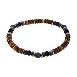 Amor Herren Armband mit Lapislazuli, Tigerauge bunt 21cm, Edelstahl