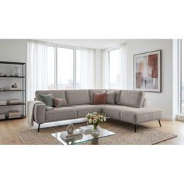 OTTO home Ecksofa &raquo;Vosby&laquo; 260 cm, Chenille, mit dekorativer Kedernaht, Wellenunterfederung beige 90% polyester, 10% nylon B/H/T: 260cm x 85cm x 208cm,