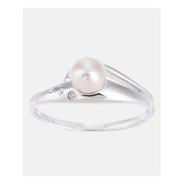 Diamant L'&eacute;ternel Ring aus 375 Wei&szlig;gold mit 0.01 Karat Diamant mit Perle | Gr.: 49