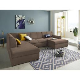 DOMO collection Wohnlandschaft &raquo;Topper, elegant und zeitlos, komfortabel, U-Form&laquo; wahlweise mit Bettfunktion braun B/H/T: 320cm x 78cm x 213cm, 