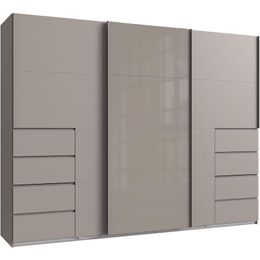 wimex Schwebet&uuml;renschrank &raquo;Bali in den Breiten 225cm & 270cm, Kleiderschrank mit Glaselement&laquo; Schrank mit 3 T&uuml;ren, in den Farben: grafit oder saharagrau 