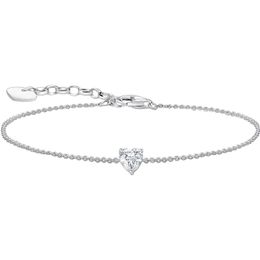 Thomas Sabo Damen Thomas Sabo Armband &raquo;mit gro&szlig;em Herz-Anh&auml;nger&laquo; mit Zirkonia (synth.) bunt 19, Silber 925 (recycelt)