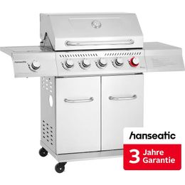 Hanseatic Gasgrill &raquo;Richland, 5 Brenner (inkl. Turbobrenner) + Seitenbrenner 21,5kw Gesamt&laquo; inkl. 3 Jahre Herstellergarantie B/H/T: 134,7cm x 57cm
