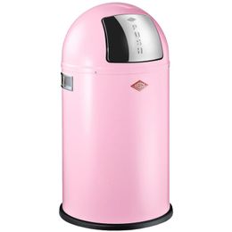 Wesco M&uuml;lleimer &raquo;Pushboy Junior Abfallsammler&laquo; 1 Beh&auml;lter mit Metalleinsatz, Griffe, Einwurfklappe aus Edelstahl und Bodenring pink Edelstahl, 