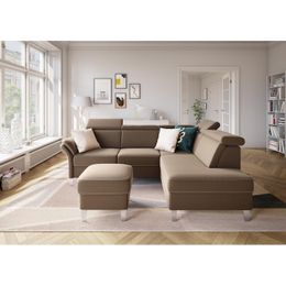 Sit & More sit&more Ecksofa &raquo;Vincenzo L-Form&laquo; inklusive Kopfteilverstellung, optional Schlaffunktion & Bettkasten braun B/H/T: 245cm x 84cm x 193cm, Luxus-