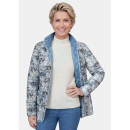 GOLDNER Kurzgr&ouml;&szlig;e: Wendejacke mit Rautenstepp in rauchblau / gemustert | Gr.: 19