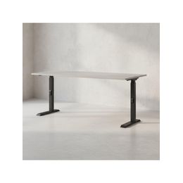KADIMA DESIGN Schreibtisch verstellbar 68-91cm Ergonomisch C-Fu&szlig; B&uuml;ro in Greige-Schwarz | Gr.: 160 x 80 cm