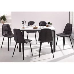 OTTO home Essgruppe Set, 5 Stk. tlg. Esstisch, Breite 120 cm und 4 Esszimmerst&uuml;hle, Bezug in Kunstleder schwarz-wei&szlig; Kunstleder