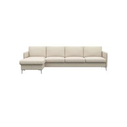 FLEXLUX Ecksofa &raquo;Fiore, super Sitzkomfort durch Kaltschaum im Sitz, L-Form&laquo; schmale Armlehnen, F&uuml;&szlig;e Alu wei&szlig; 100% Echteder B/H/T: 280cm x 85cm x 159cm