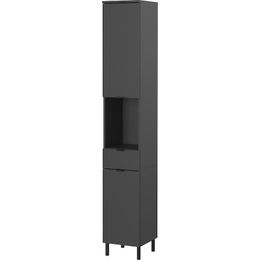 Germania Hochschrank &raquo;GW-Arcena&laquo; 1 Stk. tlg. grau Holzwerkstoff Graphit, B/H/T: 30cm x 190cm x 34cm, Schubladen: 1 Stk. T&uuml;ren: 2 Stk.