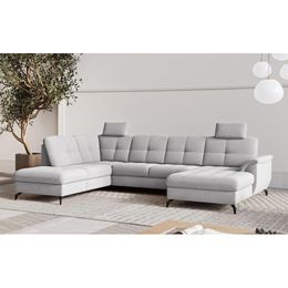 Sit & More sit&more Wohnlandschaft &raquo;Zora&laquo; wahlweise mit Schlaffunktion und Bettkasten silber 90% Polyester 10% Polyamid B/H/T: 319cm x 92cm x 212cm, Struktur 