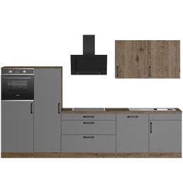 Wiho-K&uuml;chen wiho K&uuml;chen K&uuml;chenzeile &raquo;Elba&laquo; wahlweise mit Hanseatic E-Ger&auml;ten, Breite 330 cm grau B/H/T: 330cm x 60cm, ohne E-Ger&auml;te