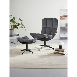 Home Affaire Drehsessel &raquo;Seet, Polstersessel mit Hocker,&laquo; 2 Stk. tlg. 360&deg; drehbar, Relaxsessel inkl. Hocker grau 100% Polyester Veloursstoff, 