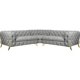 Home Affaire Chesterfield-Sofa &raquo;Amaury L-Form&laquo; Chesterfield-Optik, Breite/Tiefe je 262 cm, Fu&szlig;farbe w&auml;hlbar silber Struktur (100% Polyester);Samtoptik
