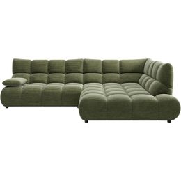 Home Affaire Ecksofa &raquo;Cozy Bubble, mit klappbarer Armlehne, Breite 289 cm&laquo; mit eleganter Steppung, Rundumbezug & weicher Polsterung gr&uuml;n 100% 