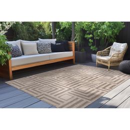 Kayoom Teppich &raquo;Nibru 825&laquo; rechteckig 5 mm H&ouml;he Flachgewebe, In- und Outdoor geeignet, schnell trocknend, kariert beige Polypropylen B : 120cm 1 Stk., 5mm, L