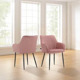 OTTO home Armlehnstuhl &raquo;Montmerle&laquo; () 2 Stk.Sitz und R&uuml;cken gepolstert, in Velourstoff mit Steppung, Sitzh&ouml;he 50cm rosa Stoff B/H/T: 56cm x 86cm x 