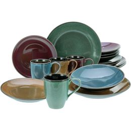 Creatable Kombiservice &raquo;Geschirr-Set Marrakesch&laquo; Service, mit Vintage Aussenrand, 16 Teile, f&uuml;r 4 Personen bunt Steinzeug 16 Stk.