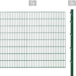 Arvotec Doppelstabmattenzaun &raquo;ESSENTIAL 163 zum Einbetonieren&laquo; Zaunh&ouml;he 163 cm, Zaunl&auml;nge 2 - 60 m gr&uuml;n Kunststoff, Stahl H/L: 163cm x 2m, Pfosten: 2 Stk.