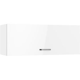 KOCHSTATION H&auml;ngeschrank &raquo;KS-Paula&laquo; 90 cm breit, 35 cm hoch, mit 1 Klappe mit Gasdruckd&auml;mpfer wei&szlig; wei&szlig;, B/H/T: 90cm x 35,2cm x 34,9cm