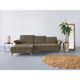 OTTO home Ecksofa &raquo;Fresh L-Form&laquo; Federkern, wahlweise Kopfteilverstellung und motorischer Vorziehsitz gr&uuml;n 100% Polyester B/H/T: 281cm x 79cm x 185cm,