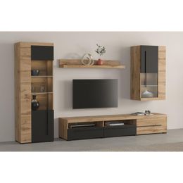 OTTO home Wohnwand &raquo;Roger,Breite 255 cm moderne Mediawand ohne Beleuchtung&laquo; Set, 4 Stk. tlg. braun Holzwerkstoff, Kunststoff, Melamin, Metall B/H/T: 