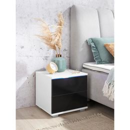 Priess Nachtkommode mit LED-Beleuchtung und Push-to-open schwarz B/H/T: 41cm x 37cm x 38cm, 2 Stk.