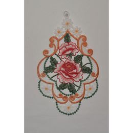 Stickereien Plauen Fensterbild &raquo;Rosen&laquo; bunt Textil B/L: 20cm x 32cm