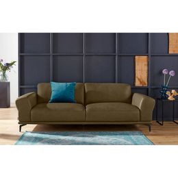 W.Schillig 2,5-Sitzer &raquo;montanaa&laquo; mit Metallf&uuml;&szlig;en in Schwarz pulverbeschichtet, Breite 232 cm gr&uuml;n B/H/T: 232cm x 78cm x 94cm, Longlife Xtra-Leder Z69