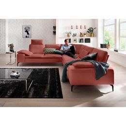 W.Schillig Ecksofa &raquo;valentinoo, Designsofa, elegant und bequem, L-Form&laquo; mit Sitztiefenverstellung, Breite 318 cm rot Longlife Xtra-Leder Z73: 