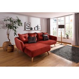 Home Affaire Ecksofa &raquo;Baggio formsch&ouml;ne Polsterecke, bequem, Breite 277cm, L-Form&laquo; Zierkissen inklusive orange B/H/T: 277cm x 80cm x 162cm, 