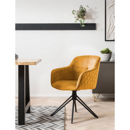 Salesfever Armlehnstuhl &raquo;Stilvoller Esszimmerstuhl&laquo; () mit 360&deg; Drehfunktion gelb Metall, Polyester B/H/T: 59cm x 83cm x 60cm, Samtoptik Samtoptik, 