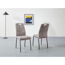 Hela Esszimmerstuhl &raquo;ELIF&laquo; (Set) 2 Stk.140 Kg Belastbar, K&uuml;chenstuhl grau 100% Polyester B/H/T: 44cm x 96cm x 64cm, 2 Stk., Microfaser