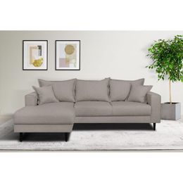 Home Affaire Ecksofa &raquo;VEYRAS L-Form, hoher Sitzkomfort, Ma&szlig;e B/T/H: 230/150/76 cm&laquo; mit Wellenunterfederung, incl. R&uuml;ckenkissen und Zierkissen grau 100