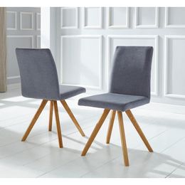 Home Affaire Schalenstuhl &raquo;Rio&laquo; (Set) 2 Stk.Bezug in Kunstleder oder Strukturstoff und das Gestell ist Eiche ge&ouml;lt blau Polyester B/H/T: 46cm x 91cm x