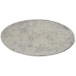 Tom Tailor HOME Teppich &raquo;Groove&laquo; rund 15 mm H&ouml;he modernes Design, edles Farbspiel, ideal im Wohnzimmer & Schlafzimmer silber Viskose, Wolle &Oslash; 140cm 1 