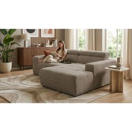 OTTO home Ecksofa &raquo;Ballerup 211 x 175 cm, auch mit verstellbarer Sitztiefe&laquo; Kopfteile verstellbar, Pet Friendly Bezug, L-Form braun 100% Polyester B/H
