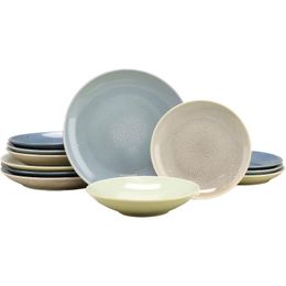 Creatable Teller-Set &raquo;Geschirr-Set Reactive&laquo; Teller Set, Service, jedes St&uuml;ck ein Unikat, 12 Teile, f&uuml;r 4 Personen bunt Steinzeug 12 Stk.