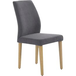 K+w Komfort & Wohnen K+W Komfort & Wohnen 4-Fu&szlig;stuhl &raquo;6193&laquo; () mit Massivholzbeinen in Wildeiche, gebogenen R&uuml;cken grau B/H/T: 47cm x 97cm x 61cm, Aqua Clean