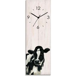 Artland Wanduhr &raquo;Kuh (in Holzoptik)&laquo; wahlweise mit Quarz- oder Funkuhrwerk, lautlos ohne Tickger&auml;usche schwarz B/H/T: 20cm x 60cm x 1,8cm, Funkuhr