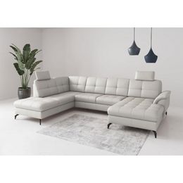 Sit & More sit&more Wohnlandschaft &raquo;Zora&laquo; B/H/T: 212cm, NaturLEDER Stoff,mega-Recamiere rechts,mit Bett,ohne Bettkasten