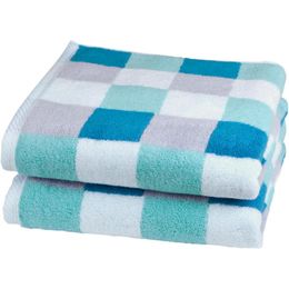 Ross Handt&uuml;cher &raquo;W&uuml;rfelfond&laquo; 100% Baumwolle blau Frottier, Baumwolle B/L: 50cmx100cm, 2 Stk., Frottier