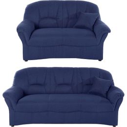 DOMO collection Polstergarnitur &raquo;Bahia zeitlos & elegantes Sofa, bequem&laquo; Set, 3-Sitzer & 2-Sitzer-Set blau Struktur, Inklusive Federkern