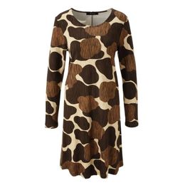 Aniston CASUAL Jerseykleid in dunkelbraun-braun-beige-hellbeige-schwarz | Gr.: 36