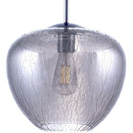 Paco Home Pendelleuchte &raquo;Stela&laquo; E27 Deckenlampe LED Wohnzimmer Schlafzimmer H&ouml;henverstellbar Glas E27 grau 1, &Oslash; 29cm H: 33,5cm
