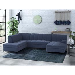 Home Affaire Wohnlandschaft &raquo;Balme, moderne Formensprache, zeitloses Design, U-Form&laquo; Inkl. Zierkissen, wahlweise mit Bettfunktion blau 100% Polyester 
