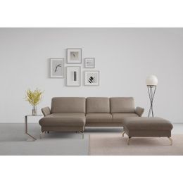 Sit & More sit&more Ecksofa &raquo;Fashion L-Form&laquo; wahlweise mit Kopfteilverstellung, Vorziehsitz, motorisch, Nickelf&uuml;&szlig;e grau B/H/T: 253cm x 84cm x 165cm, Luxus-